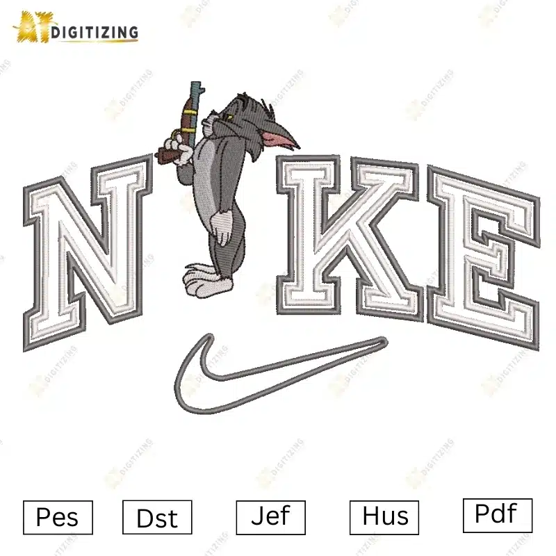 Nike Tom with Gun Embroidery Design - AT DIGITIZING