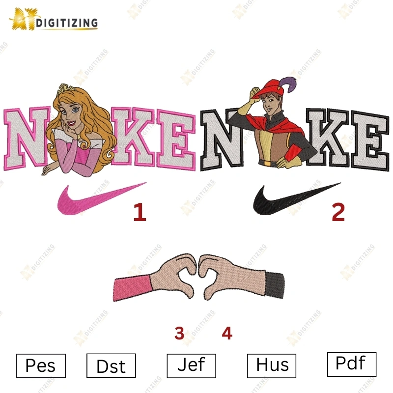 Nike Princess Philip X Aurora Embroidery Design - AT Embroidery Digitizing