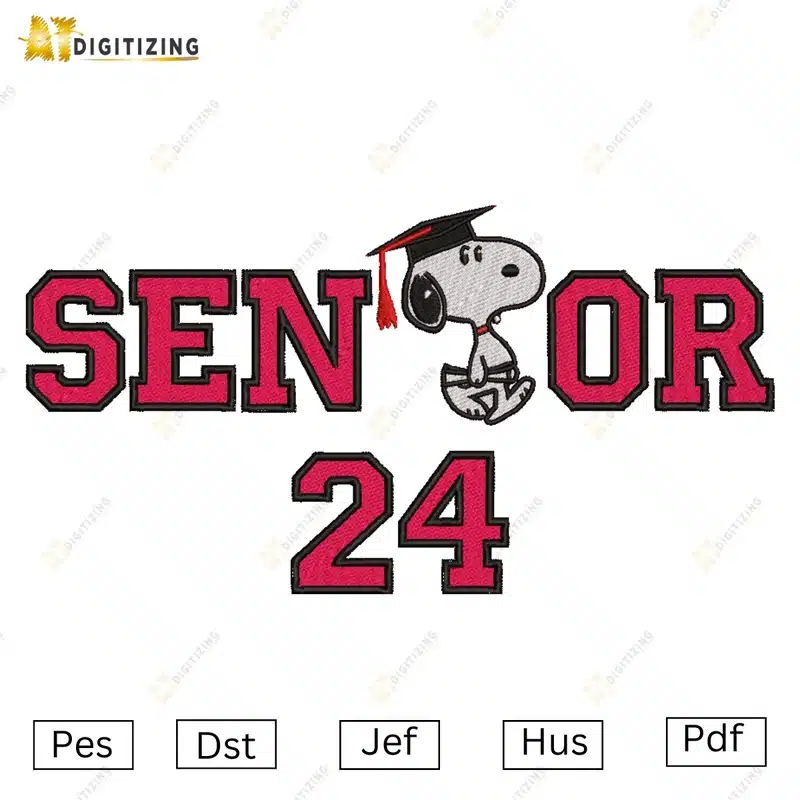 Senior 24 Snoopy Embroidery Design - AT Embroidery Digitizing