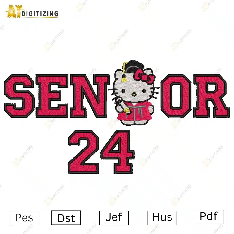 Senior 24 Hello kitty Embroidery file, Hello kitty Senior - AT ...