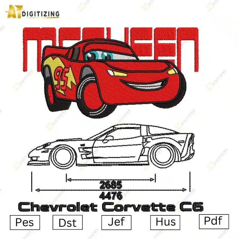 McQueen Chevrolet Embroidery design - AT DIGITIZING
