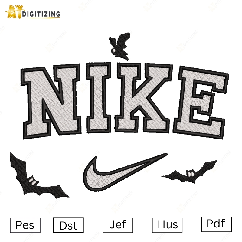 Nike X bat Halloween Embroidery Design - AT Embroidery Digitizing