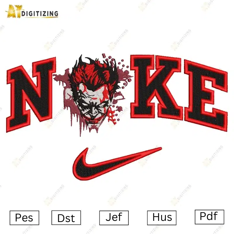 Nike X Horror Joker Embroidery Design - AT Embroidery Digitizing