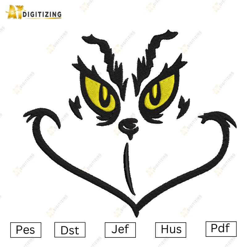 The Grinch Eyes Embroidery Design - AT Embroidery Digitizing