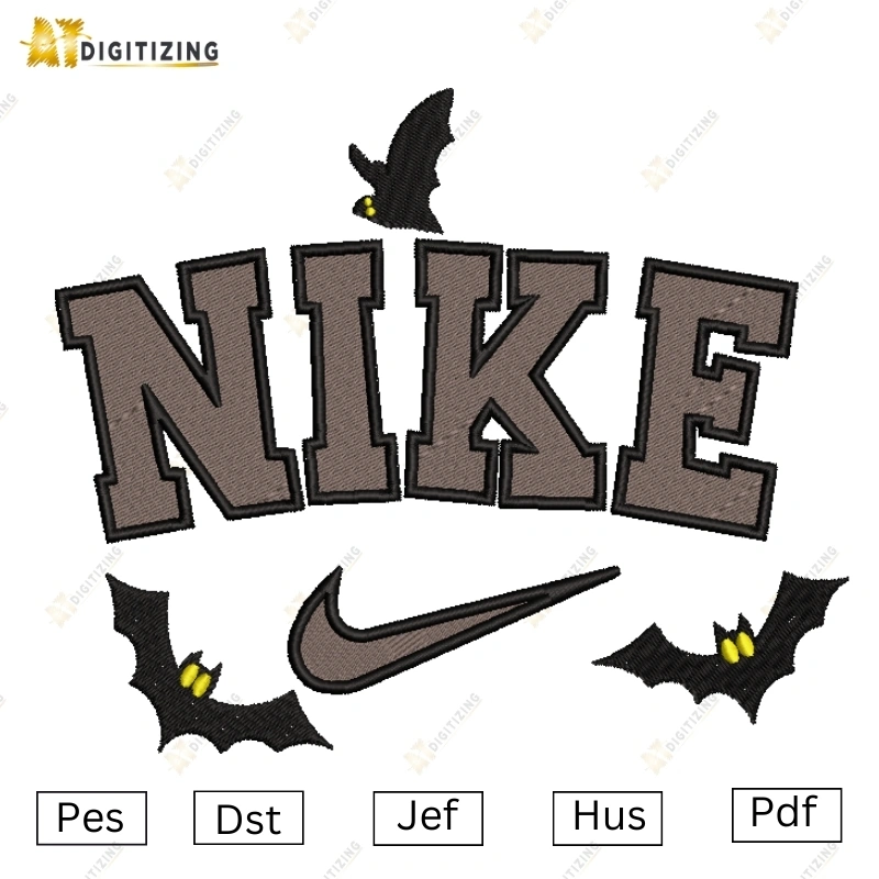Nike Bat X Halloween Embroidery Design - AT Embroidery Digitizing