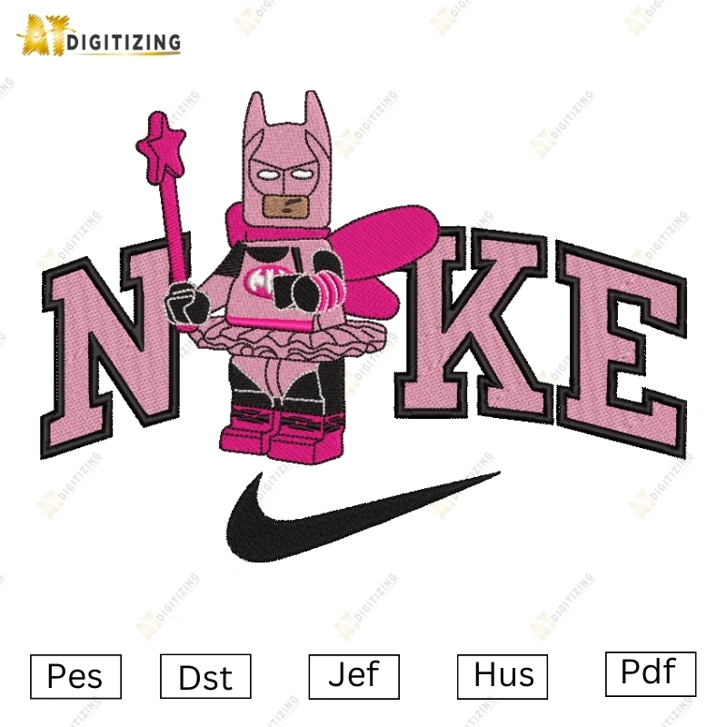 Nike Lego Pink Batman Embroidery Design - AT Embroidery Digitizing