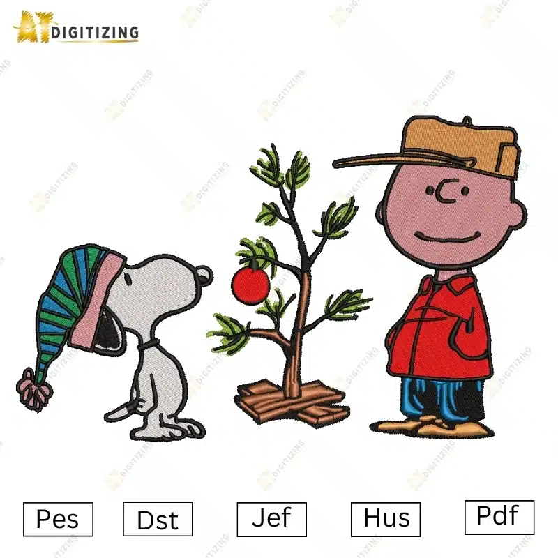 Snoopy and Charlie Brown Christmas Embroidery design - AT Embroidery ...