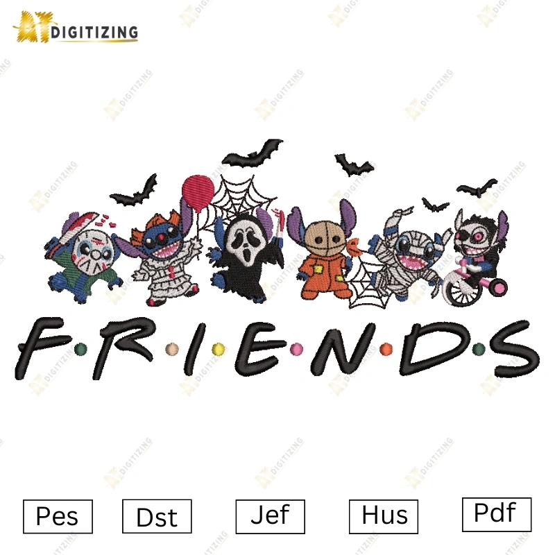 Stitch horror character friends Embroidery design - AT Embroidery ...