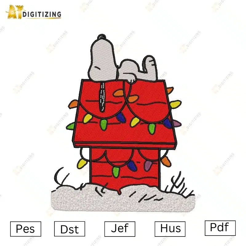 Peanuts Snoopy House Christmas Embroidery design v1 - AT Embroidery ...