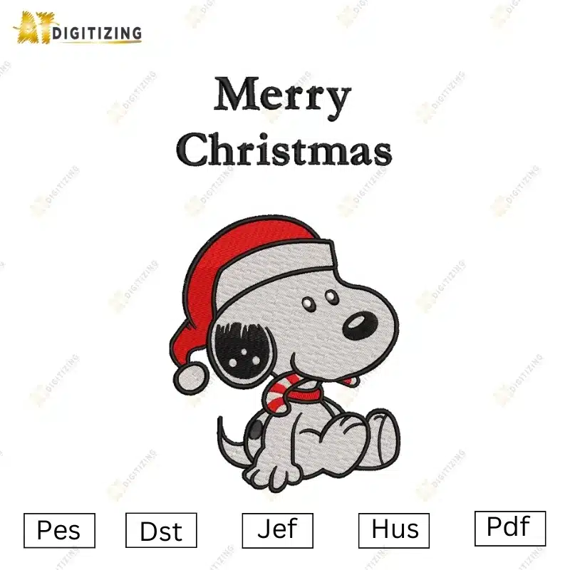 Merry Christmas Snoopy Embroidery design- PES,DST,JEF - AT Embroidery ...