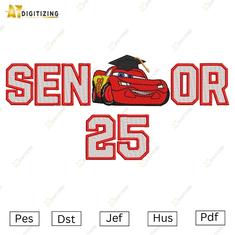 Senior 25 McQueen Graduation Embroidery Design - AT Embroidery Digitizing