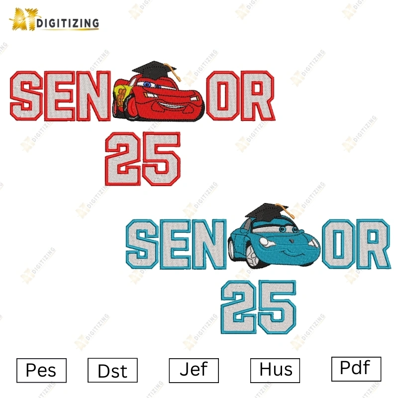 McQueen X sally Senior 25 Graduation Embroidery Design - AT Embroidery ...