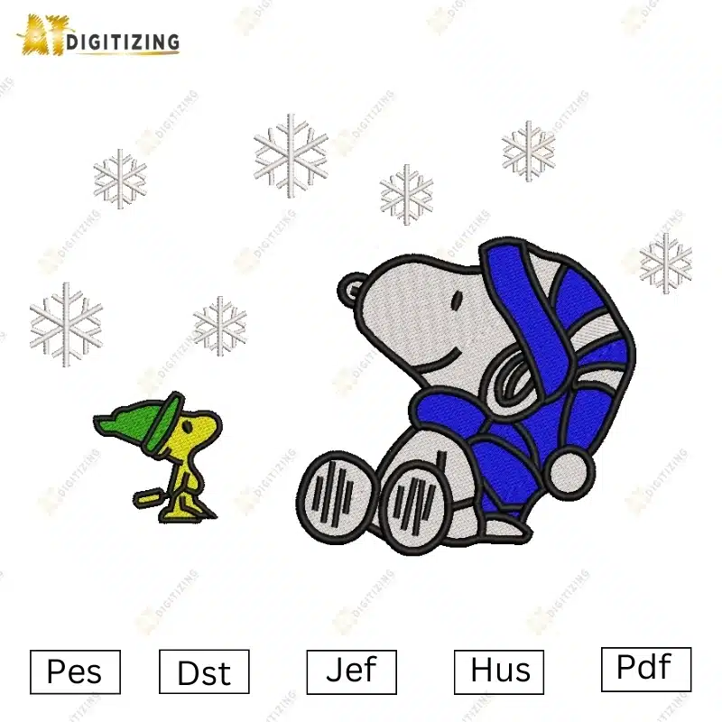 Snoopy Enjoying Snow Christmas Embroidery design v3 - AT Embroidery ...