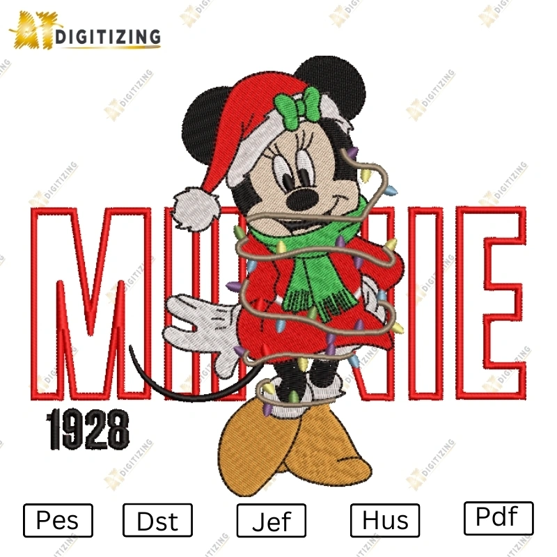 Christmas Minnie 1928 Embroidery DST PES JEF | AtDigitizing