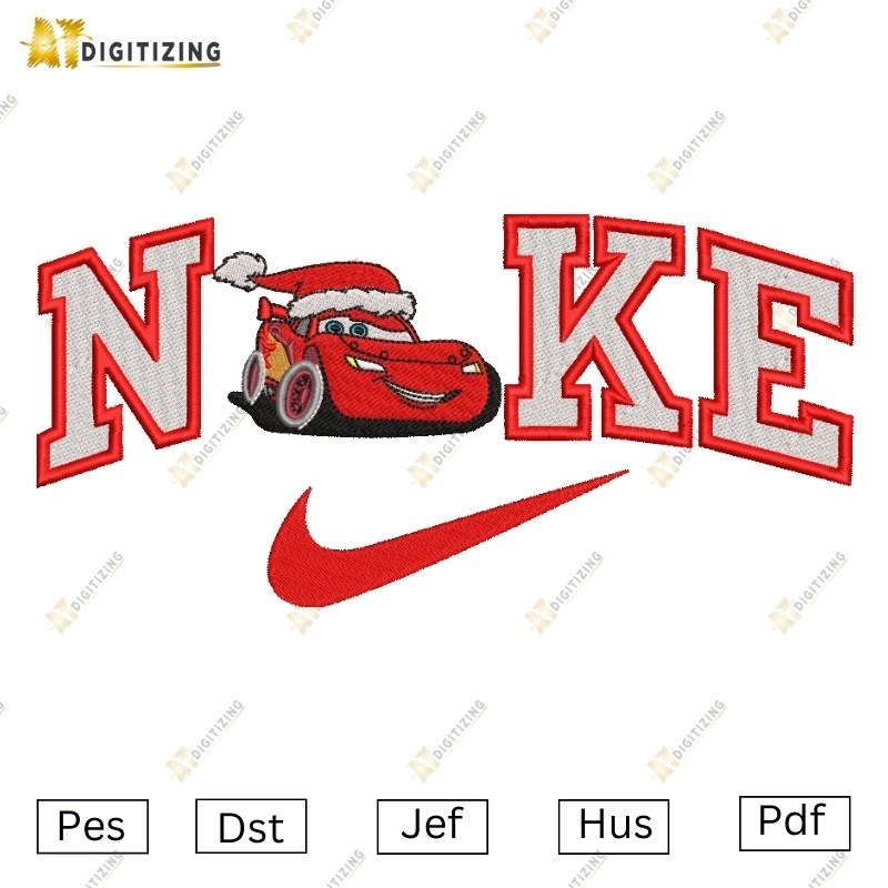 Nike Lightning McQueen x Christmas Embroidery | AtDigitizing