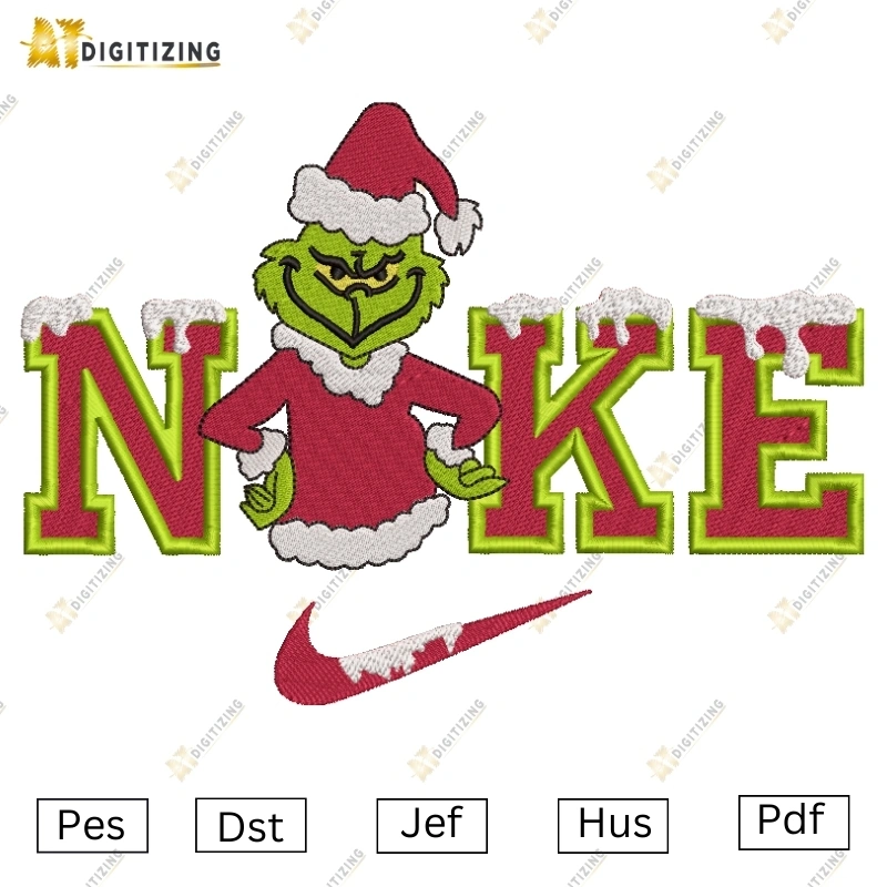 Nike Grinch Snow Embroidery DST PES JEF | AtDigitizing