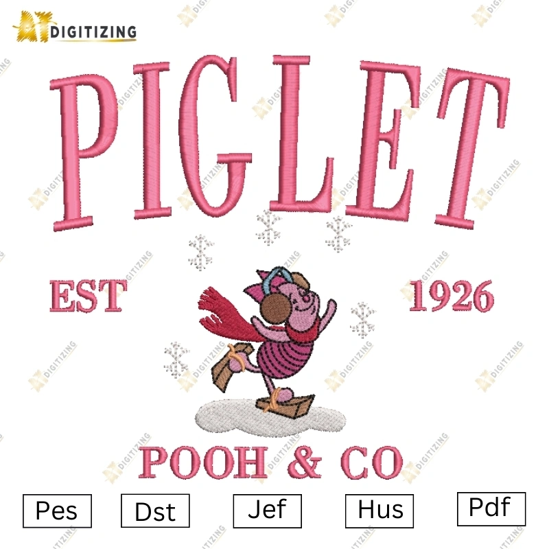 Piglet Christmas POOH & CO Embroidery Design | Atdigitizing
