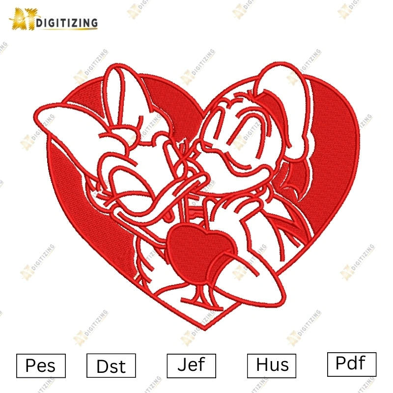 Donald Duck And Daisy Duck Love Valentines Embroidery Design - AT ...