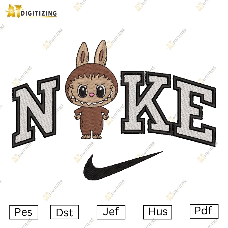 Nike Labubu zimomo v2 Embroidery Design |AT Embroidery Digitizing