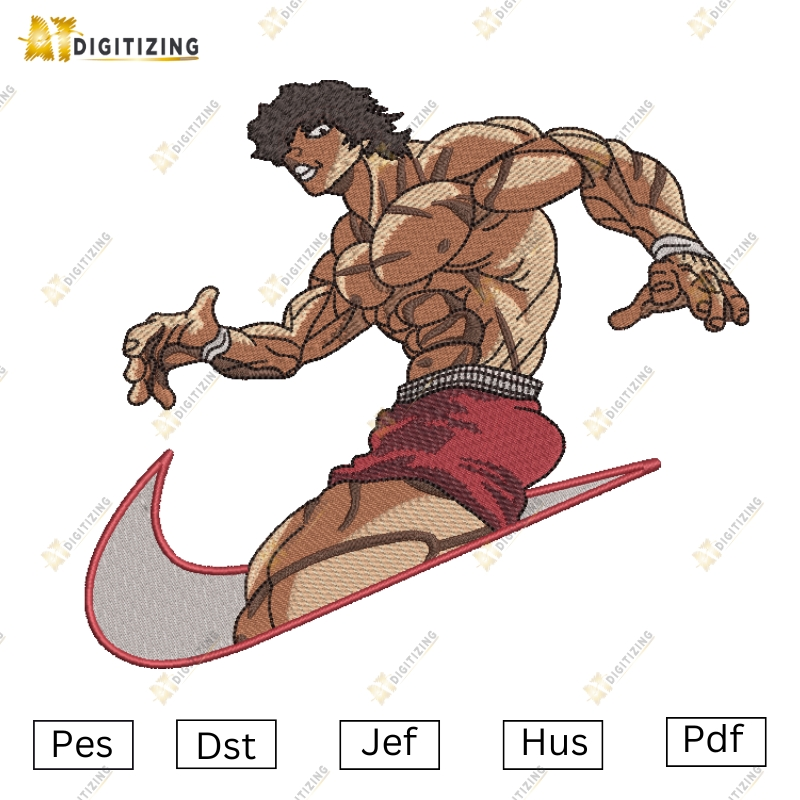 Baki Nike Swoosh Embroidery design | AtDigitizing