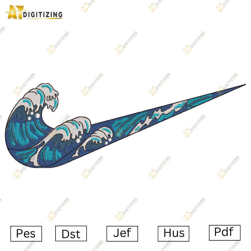 Nike Wave swossh Embroidery design | AtDigitizing