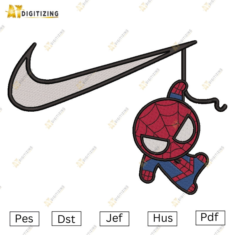 Spiderman Swoosh v2 Embroidery design | AtDigitizing