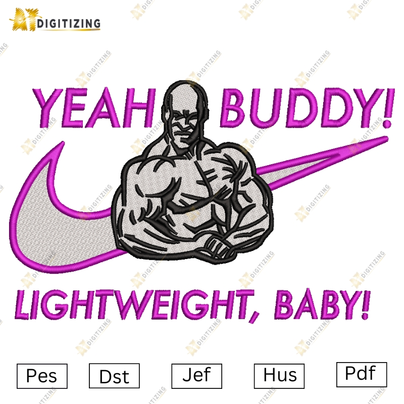 Yeah buddy builder swoosh Embroidery design | AtDigitizing