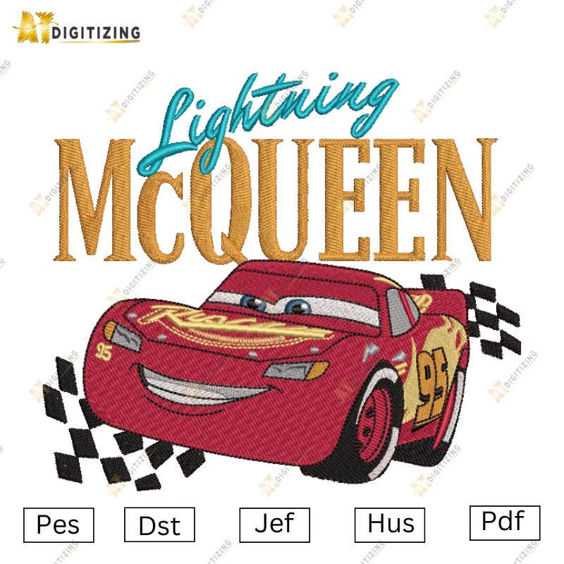 Mcqueen Lightning Logo Embroidery design | AtDigitizing