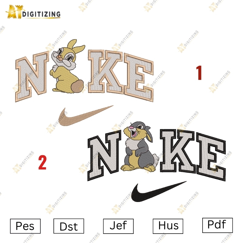 Miss and Thumper Bunny Nike v2 Embroidery design