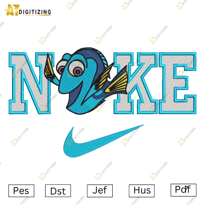 Nike Dory Fish v2 Embroidery design | AtDigitizing