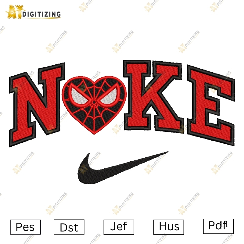 Nike Spider Heart Embroidery design | AtDigitizing