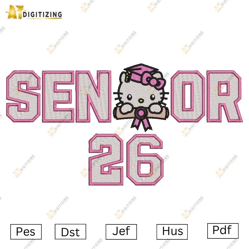 Senior 26 Hello Kitty Graduation Embroidery design