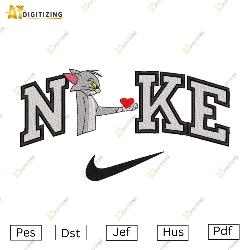 Nike Tom heart Embroidery Design