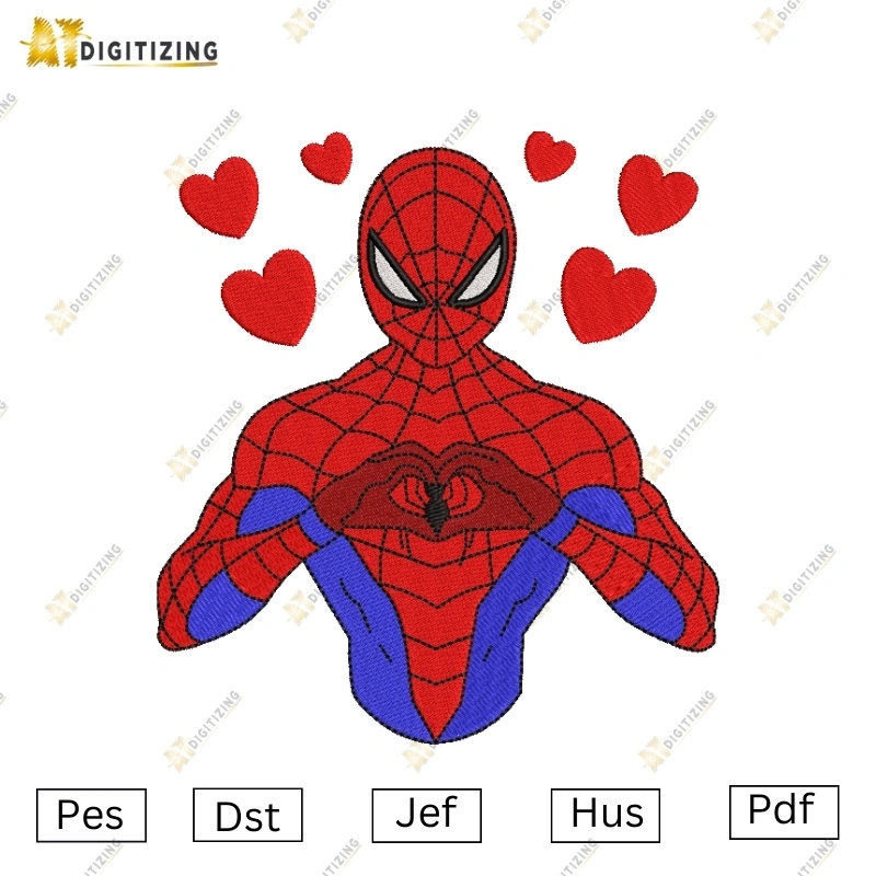 Spider-Man Heart Embroidery Design